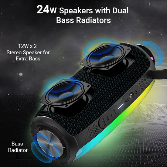 iGear Spectrum Bluetooth Party Speaker|24W MegaBass Speaker with 9 ...
